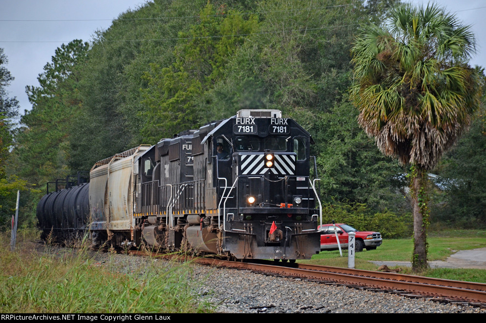 FURX 7181 possibly leading the first revenue run of the Florida, Gulf & Atlantic RR
